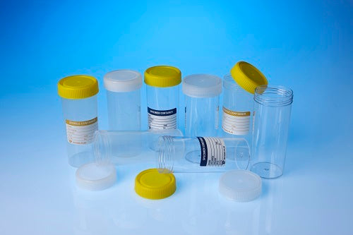 Techno Plas Flat Bottom Container Labelled Yellow Cap G/Sterile 120ml